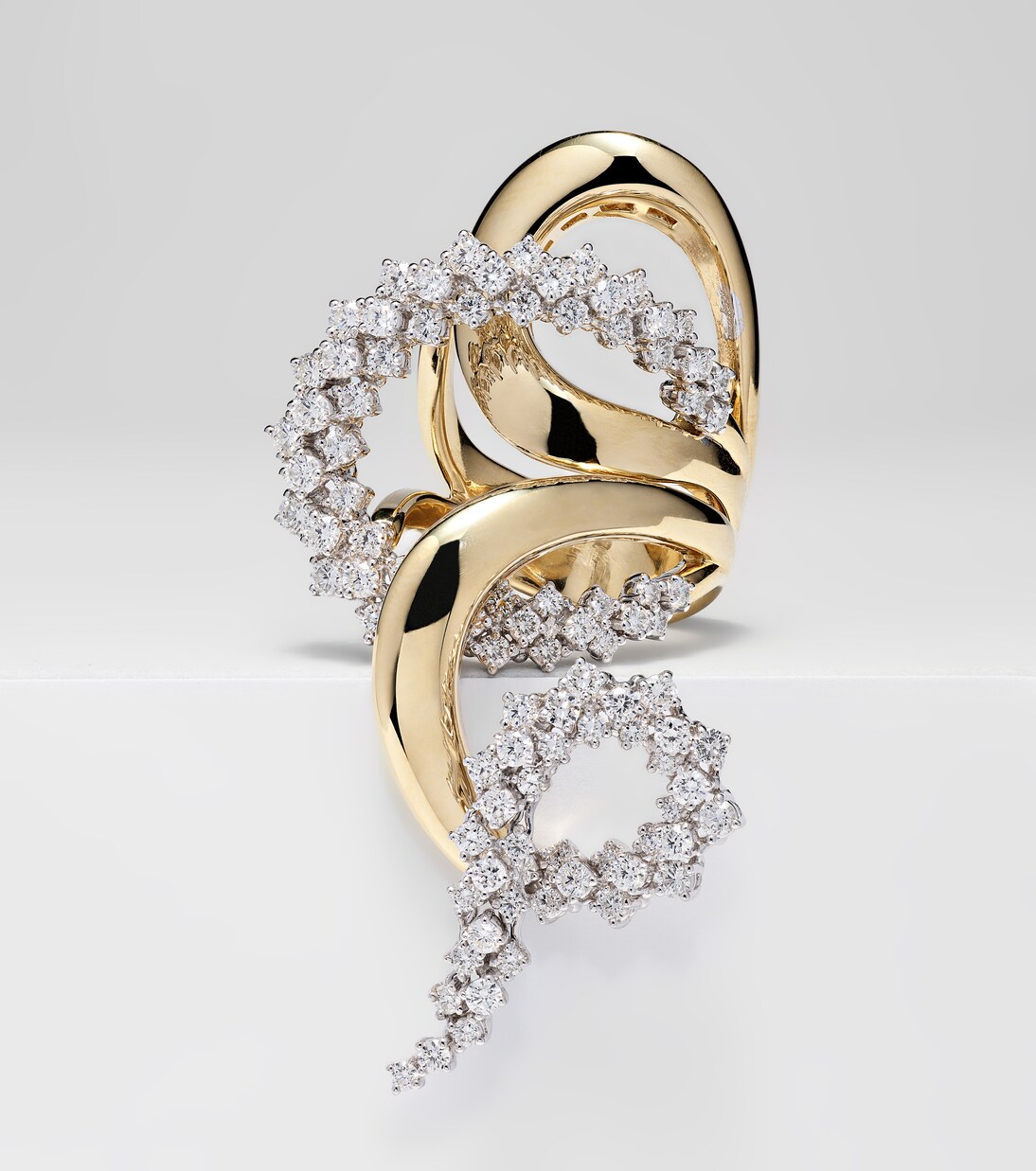 Golden Strada 18kt gold and white gold ring with diamonds in gold ...