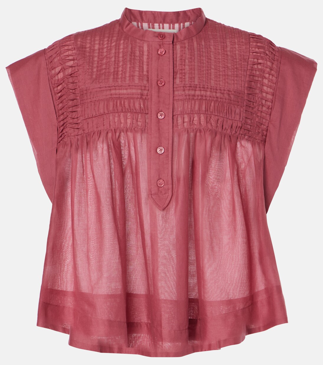 Leaza pleated cotton voile top in pink - Marant Etoile | Mytheresa