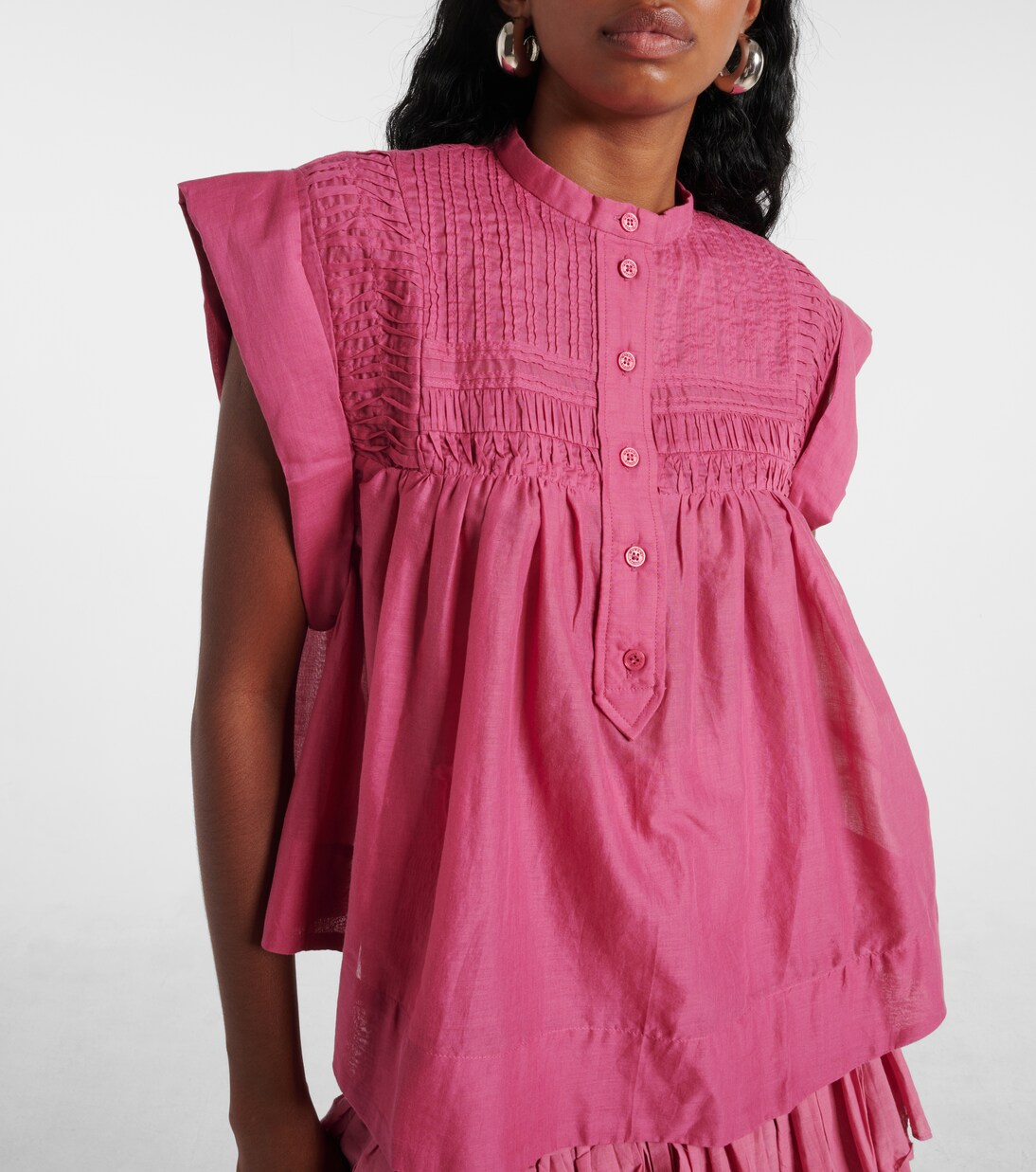 Leaza pleated cotton voile top in pink - Marant Etoile | Mytheresa