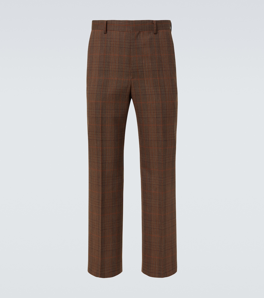 Prince of Wales check wool straight pants in brown - Auralee | Mytheresa
