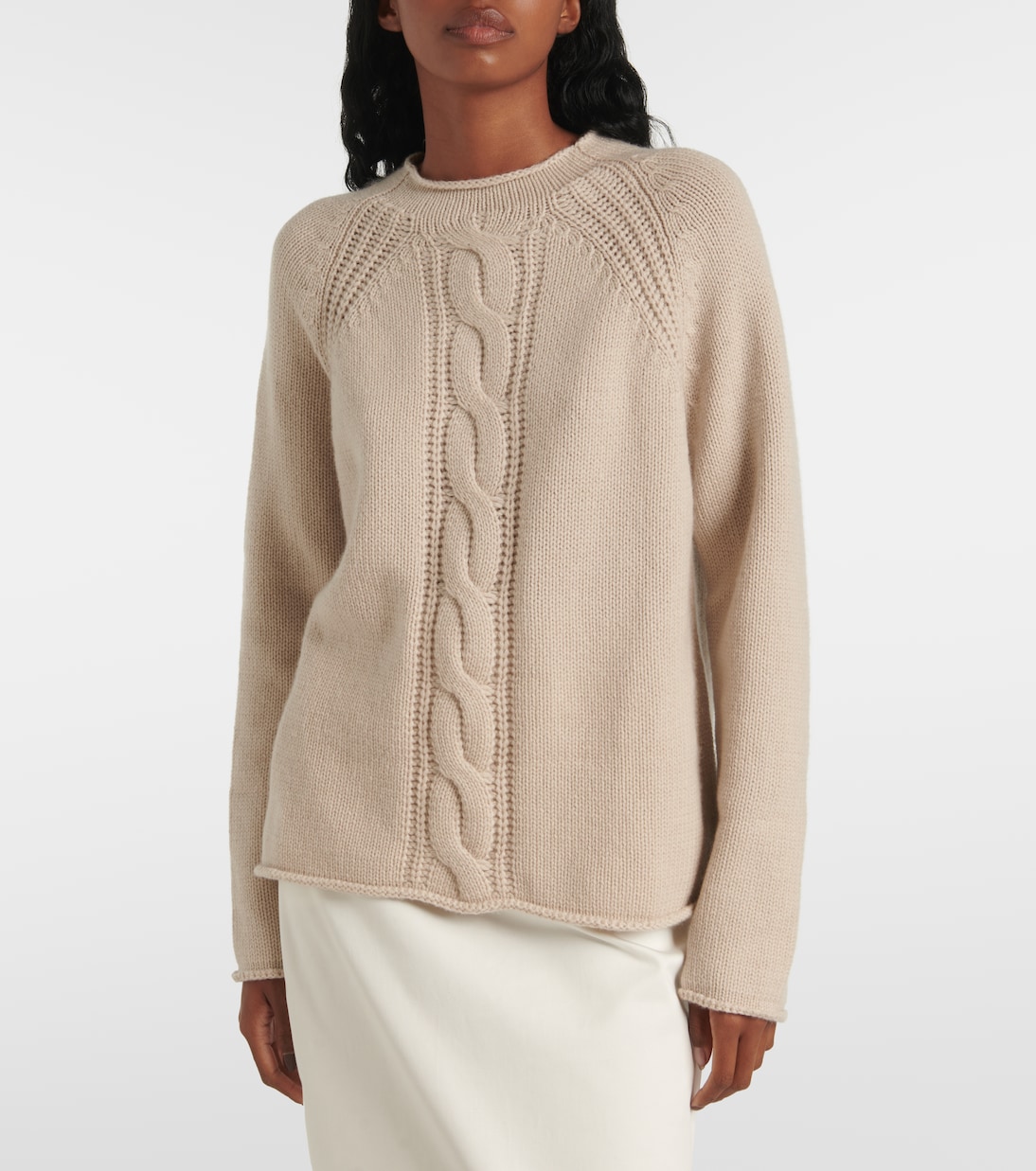 Pico cable-knit cashmere sweater in beige - Max Mara | Mytheresa