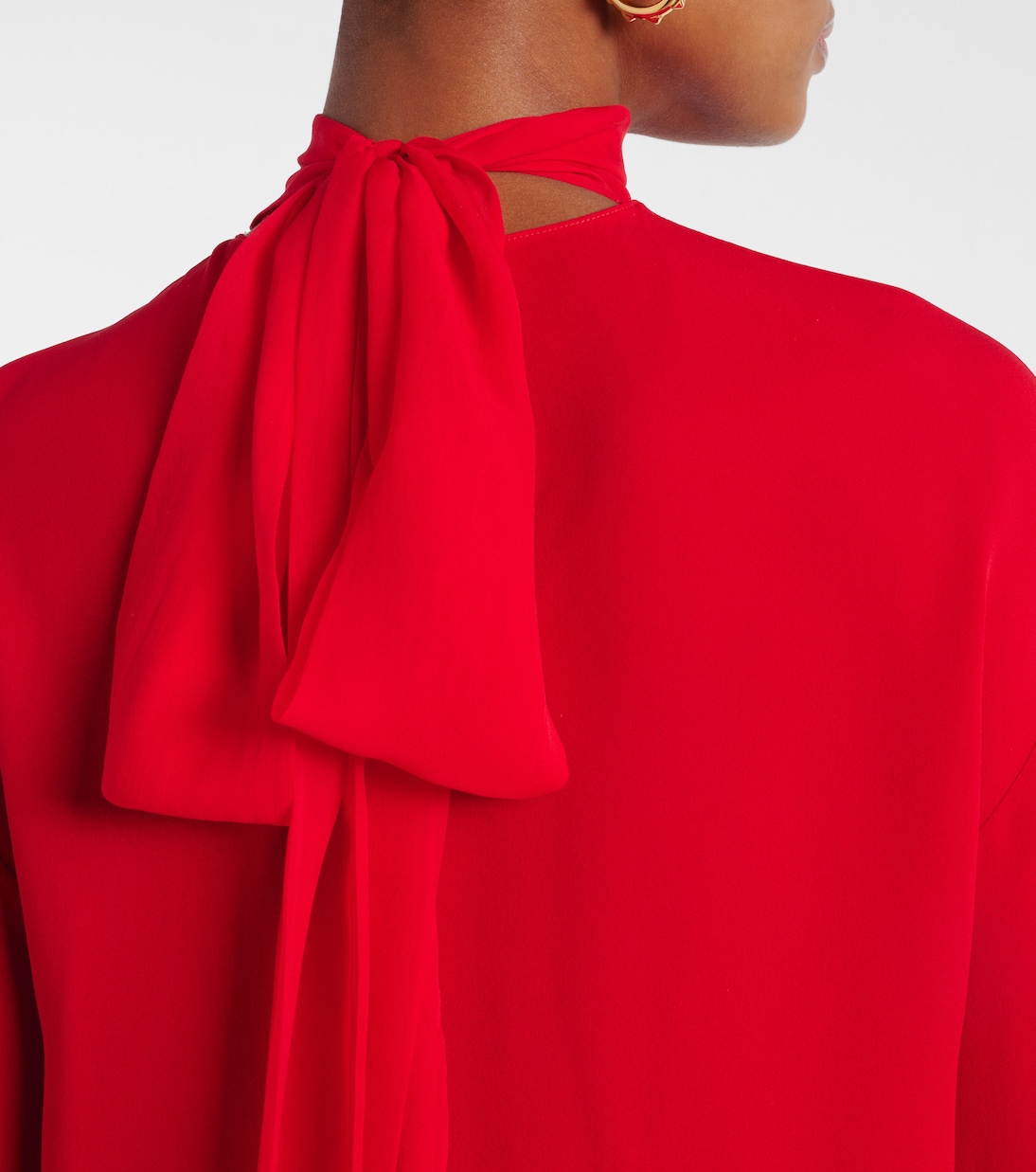 Wool and silk georgette shirt in red - Valentino | Mytheresa