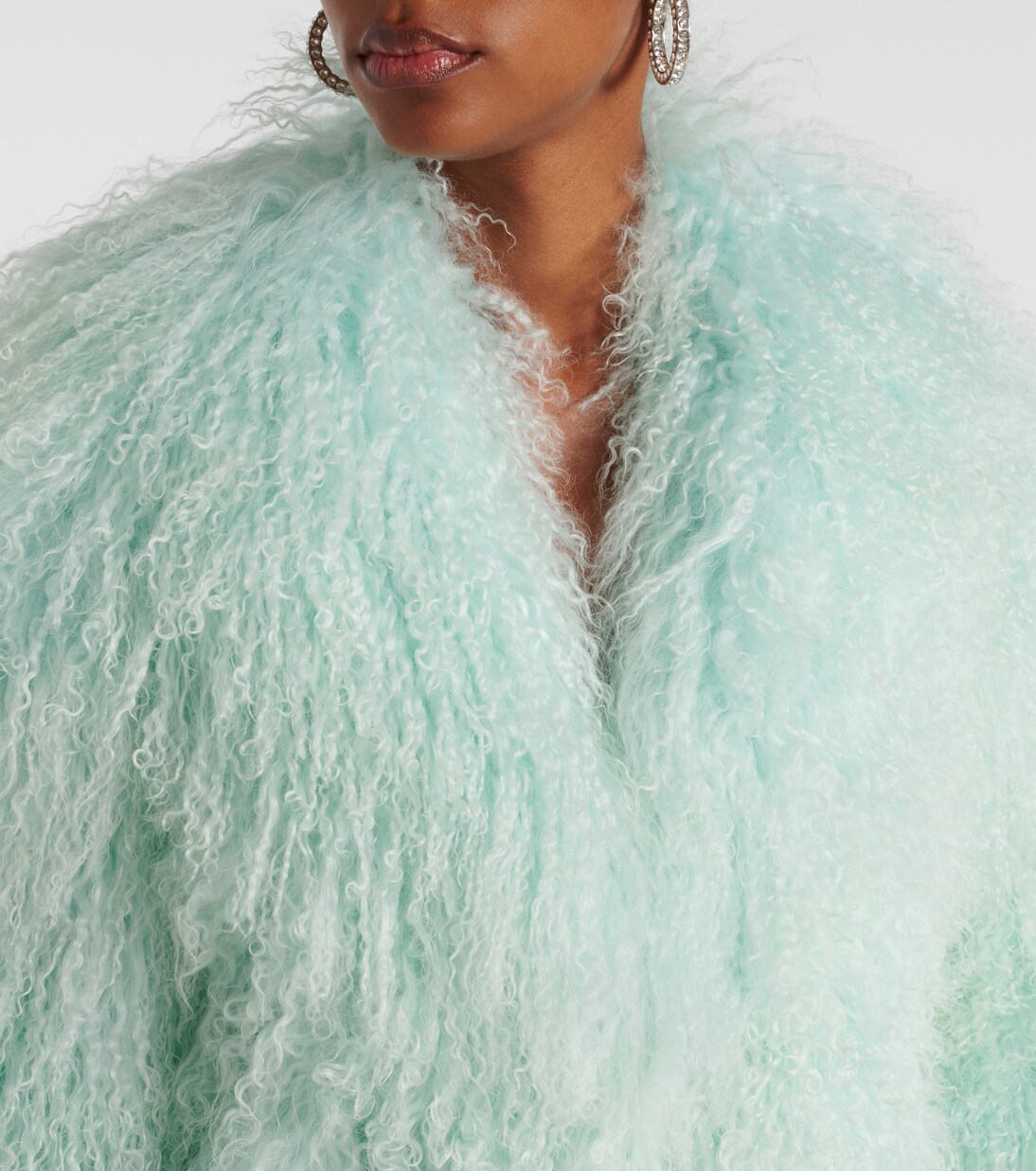 Shearling jacket in green - Self Portrait | Mytheresa