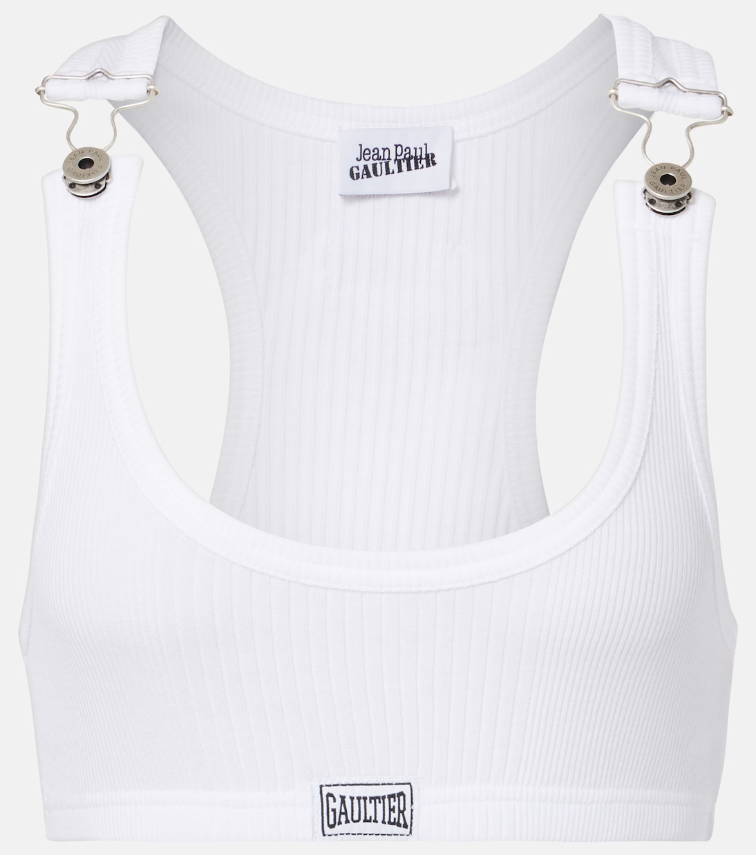 Ribbed-knit cotton jersey bra top in white - Jean Paul Gaultier | Mytheresa