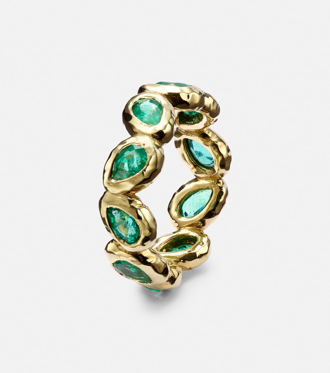 Nesting Gem 18kt gold eternity ring with emeralds in gold - Octavia ...
