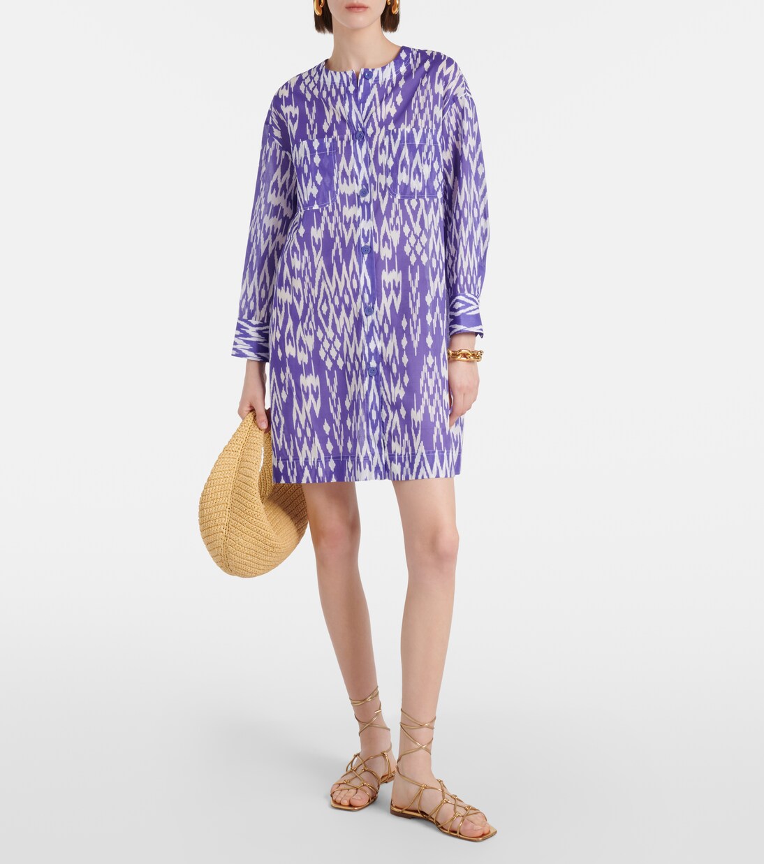 Hurricane printed cotton shirt dress in purple - Eres | Mytheresa