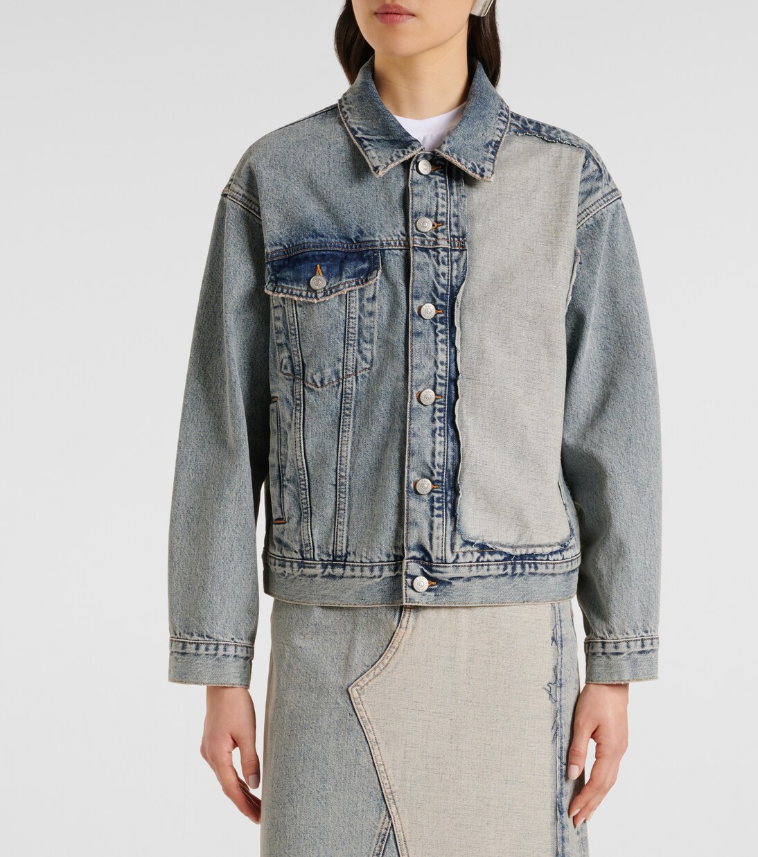 Patchwork denim jacket in blue - MM 6 Maison Margiela | Mytheresa