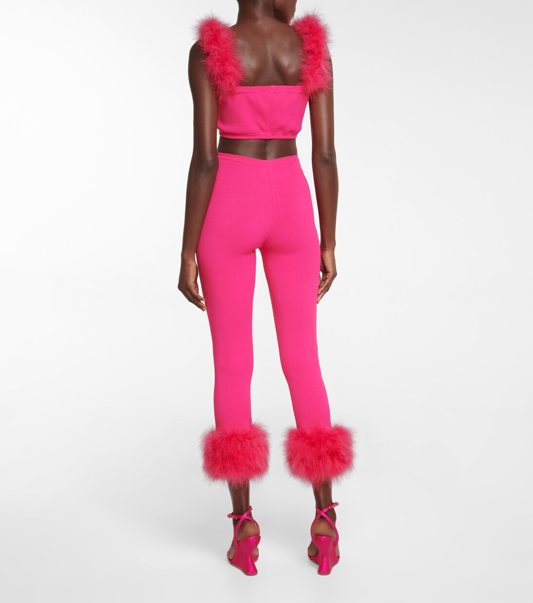 Faux fur-trimmed bralette in pink - Magda Butrym | Mytheresa