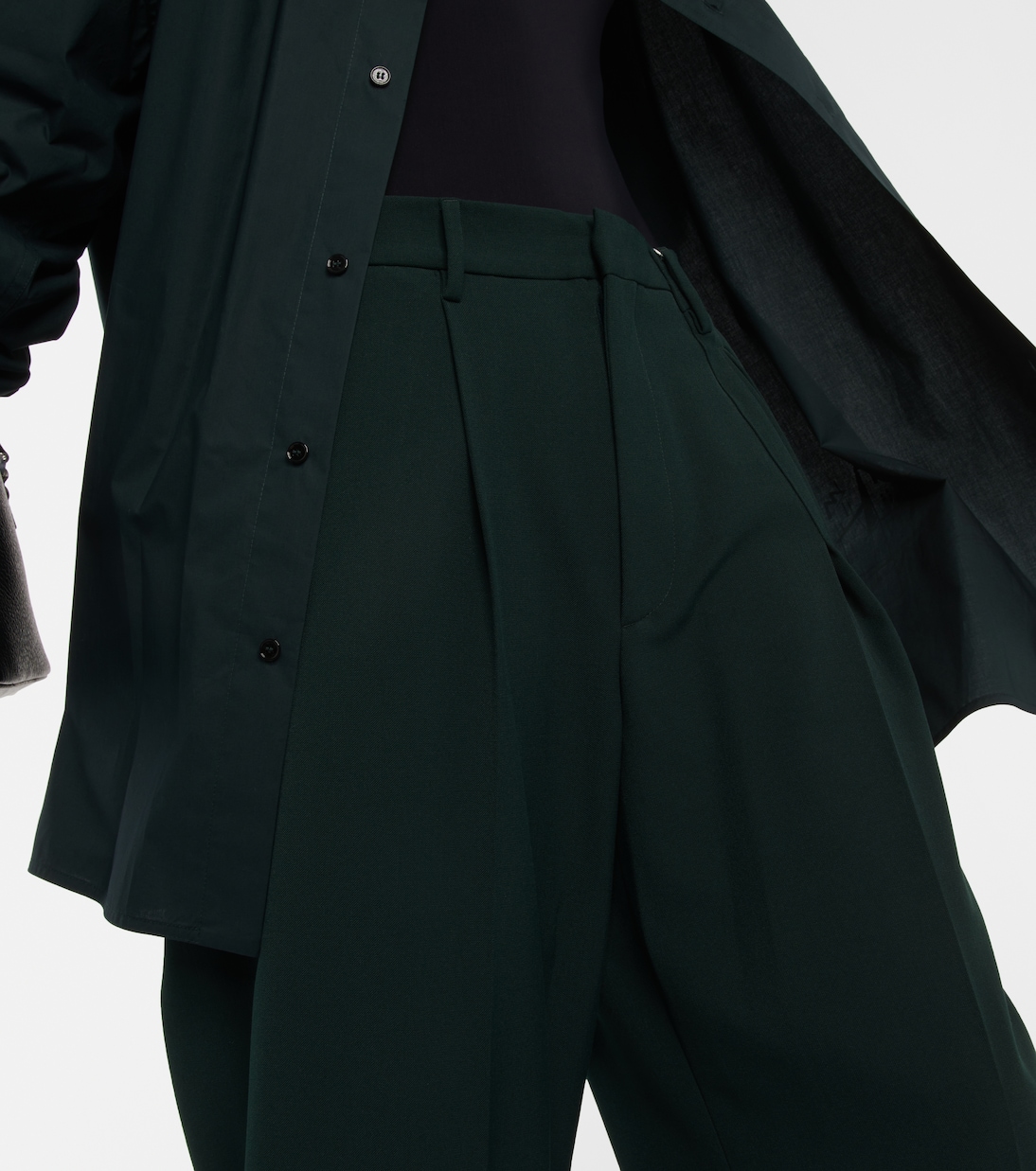 Wide-leg pleated pants in green - MM 6 Maison Margiela | Mytheresa