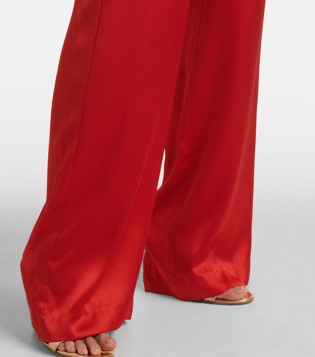High-rise silk satin wide-leg pants in red - The Sei | Mytheresa
