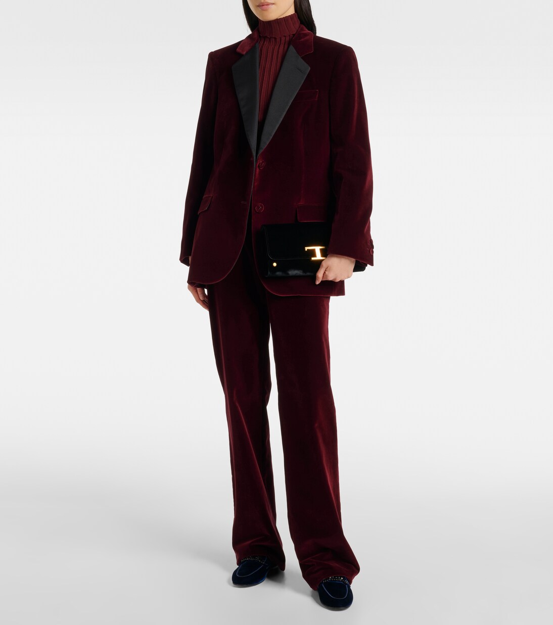 블루 Kate 임벨리시드 벨벳 로퍼 - Tods | Mytheresa