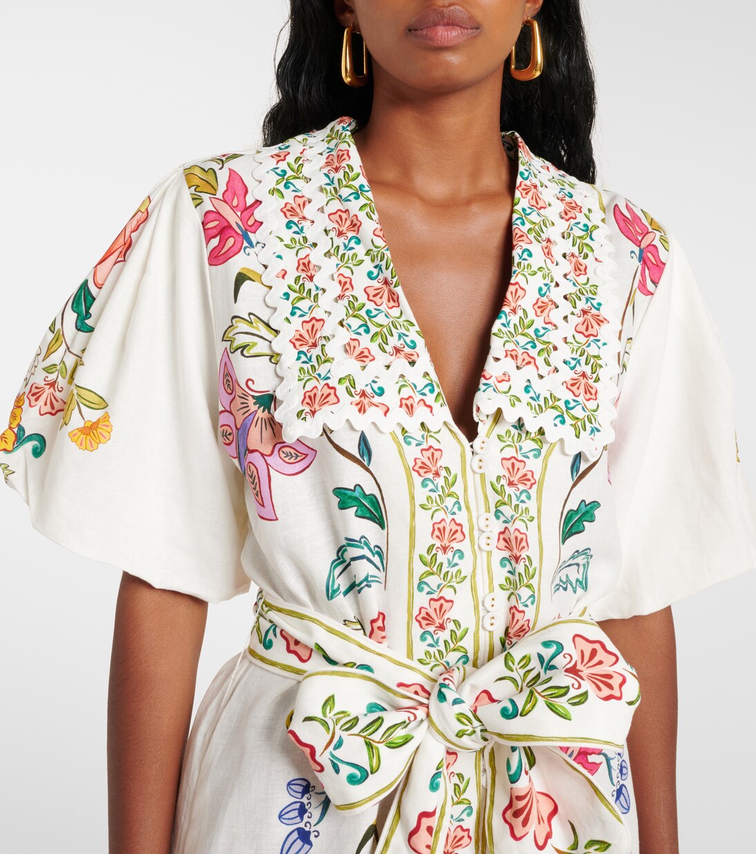 Floral Insects linen-blend romper in white - Farm Rio | Mytheresa