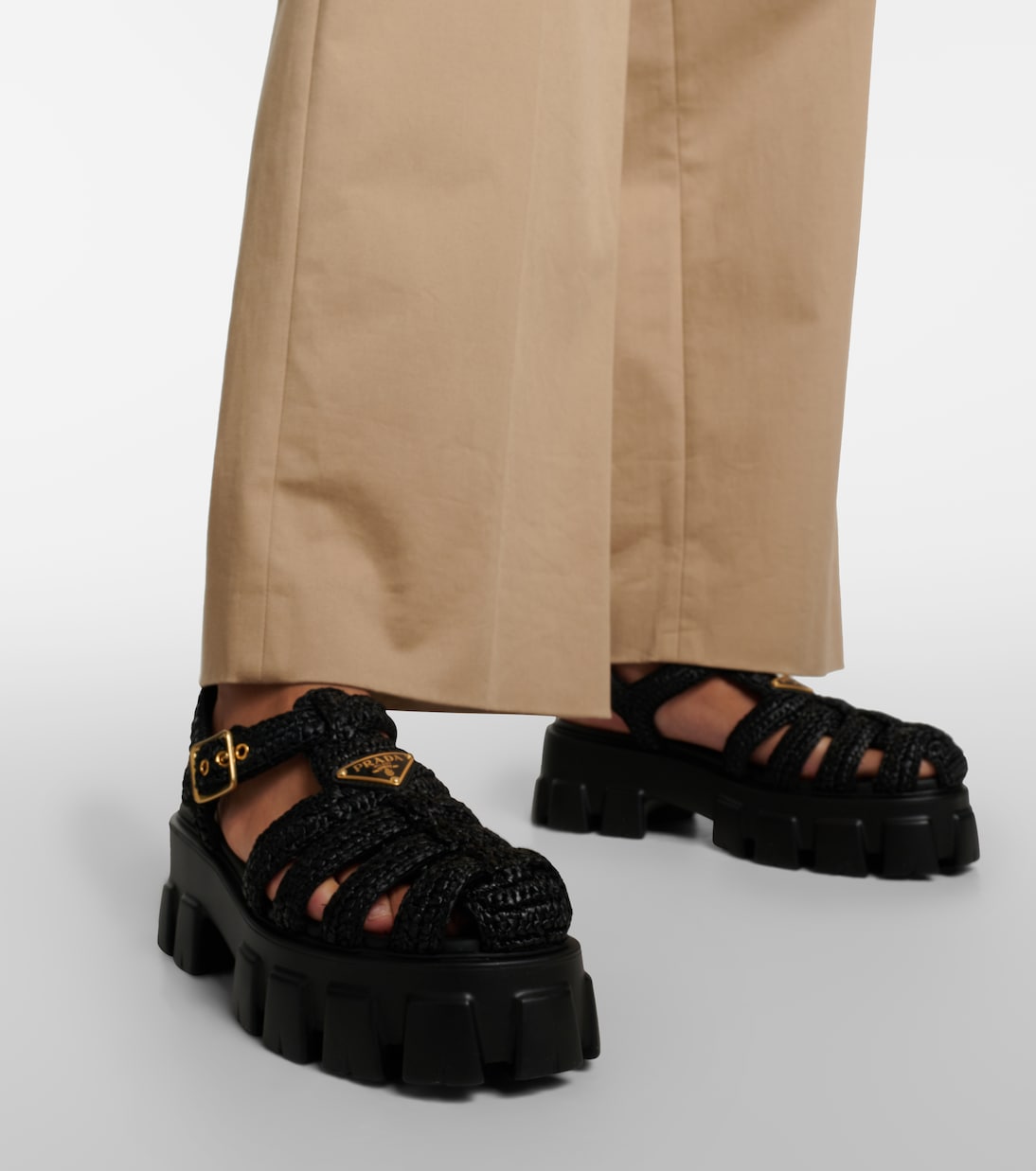 Monolith platform sandals in black - Prada | Mytheresa