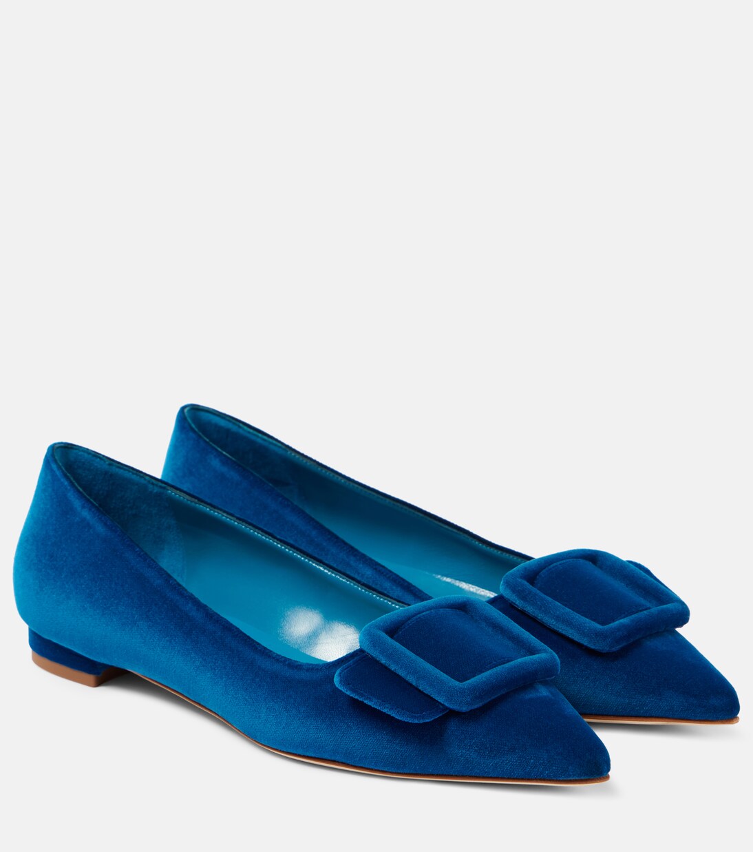 Maysale velvet ballet flats in blue - Manolo Blahnik | Mytheresa