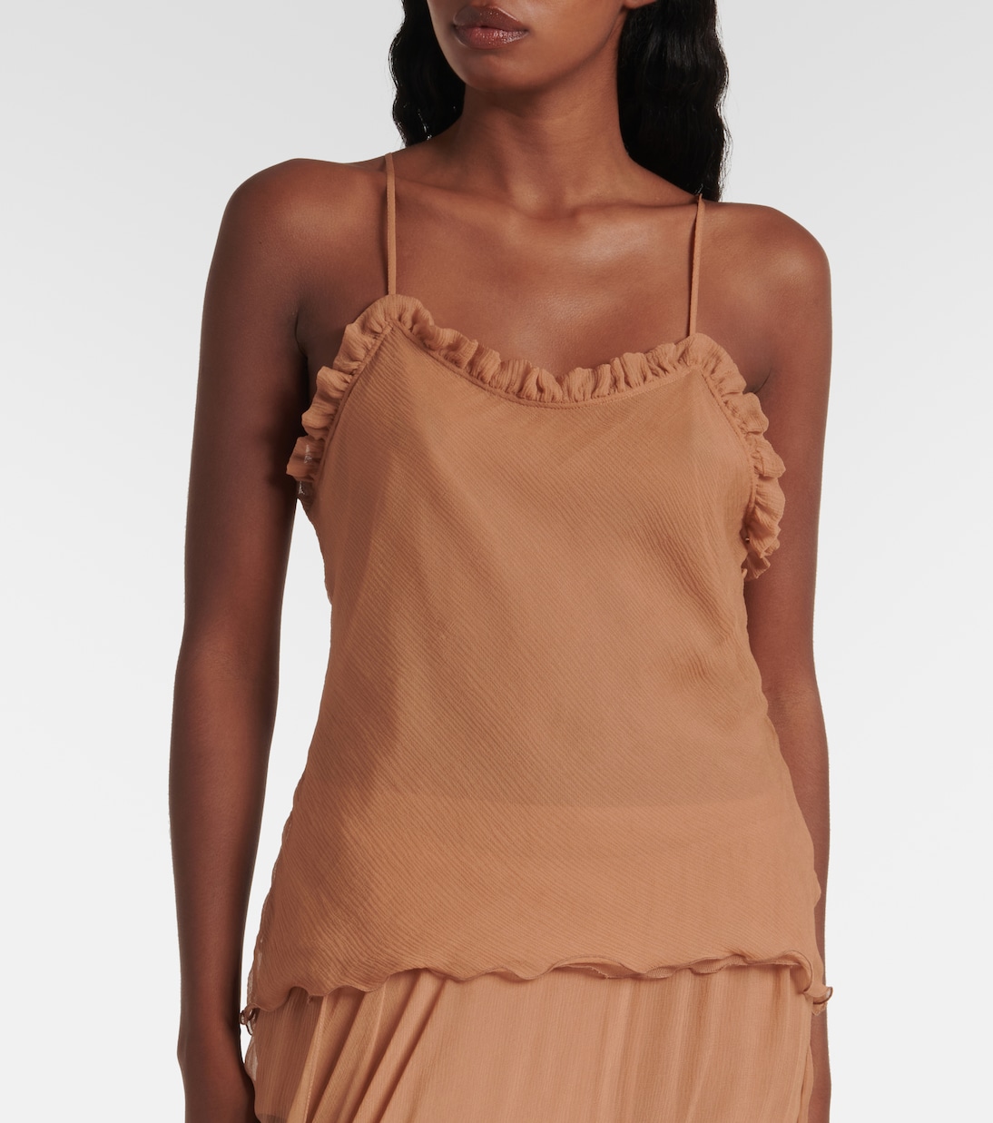 Ruffled camisole in pink - Chloe | Mytheresa