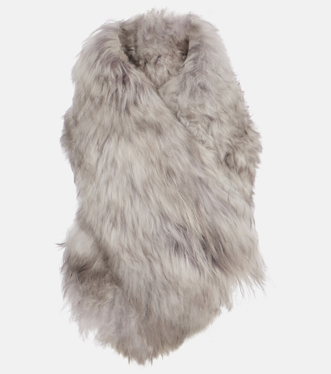 Leather-lined shearling scarf in grey - Alaia | Mytheresa