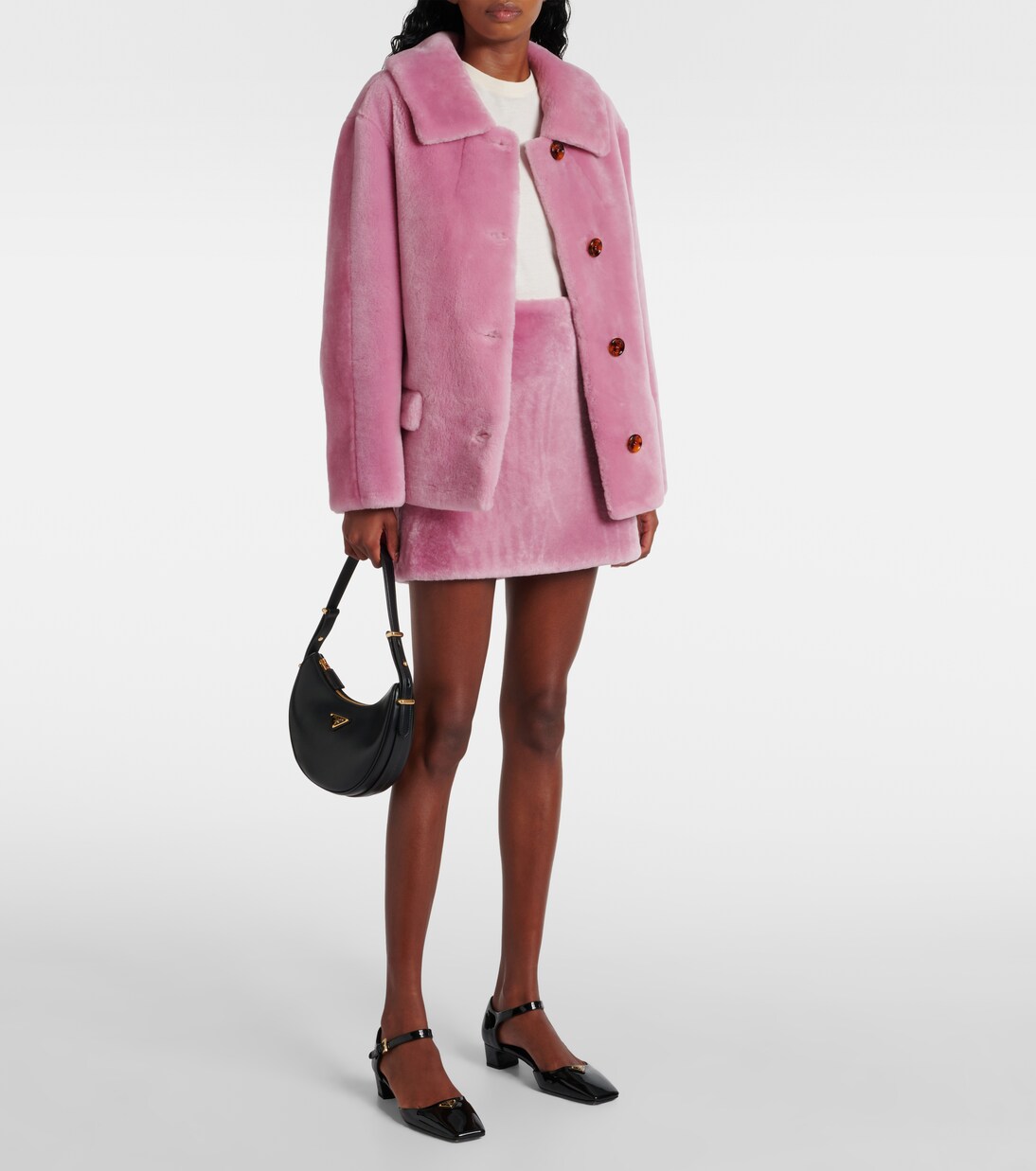 Shearling jacket in pink - Prada | Mytheresa