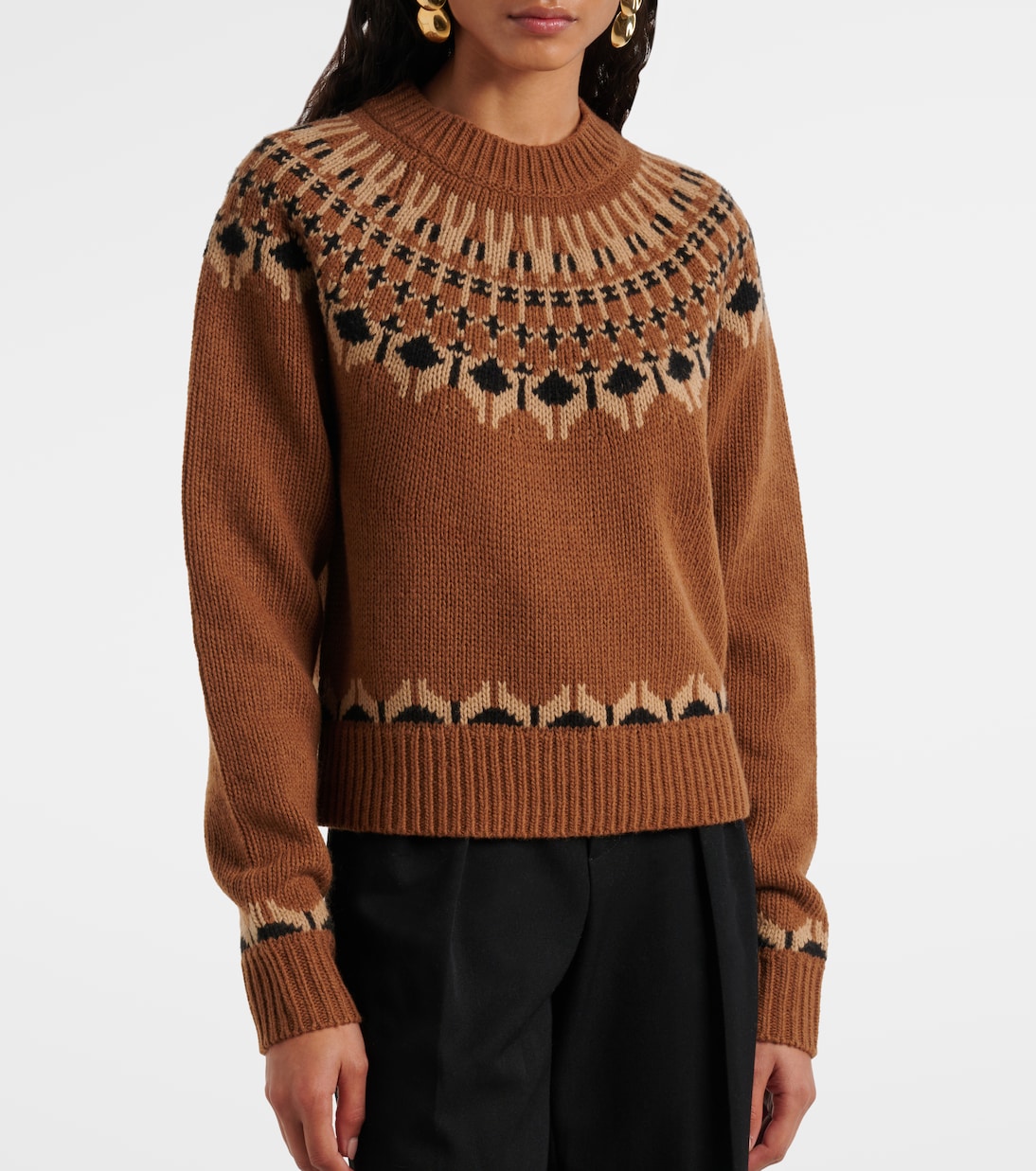 Fern Fair Isle wool sweater in brown - Nili Lotan | Mytheresa