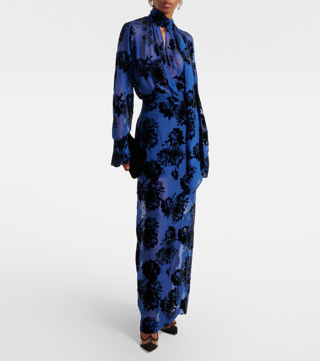 Devoré velvet blouse in blue - Nina Ricci | Mytheresa