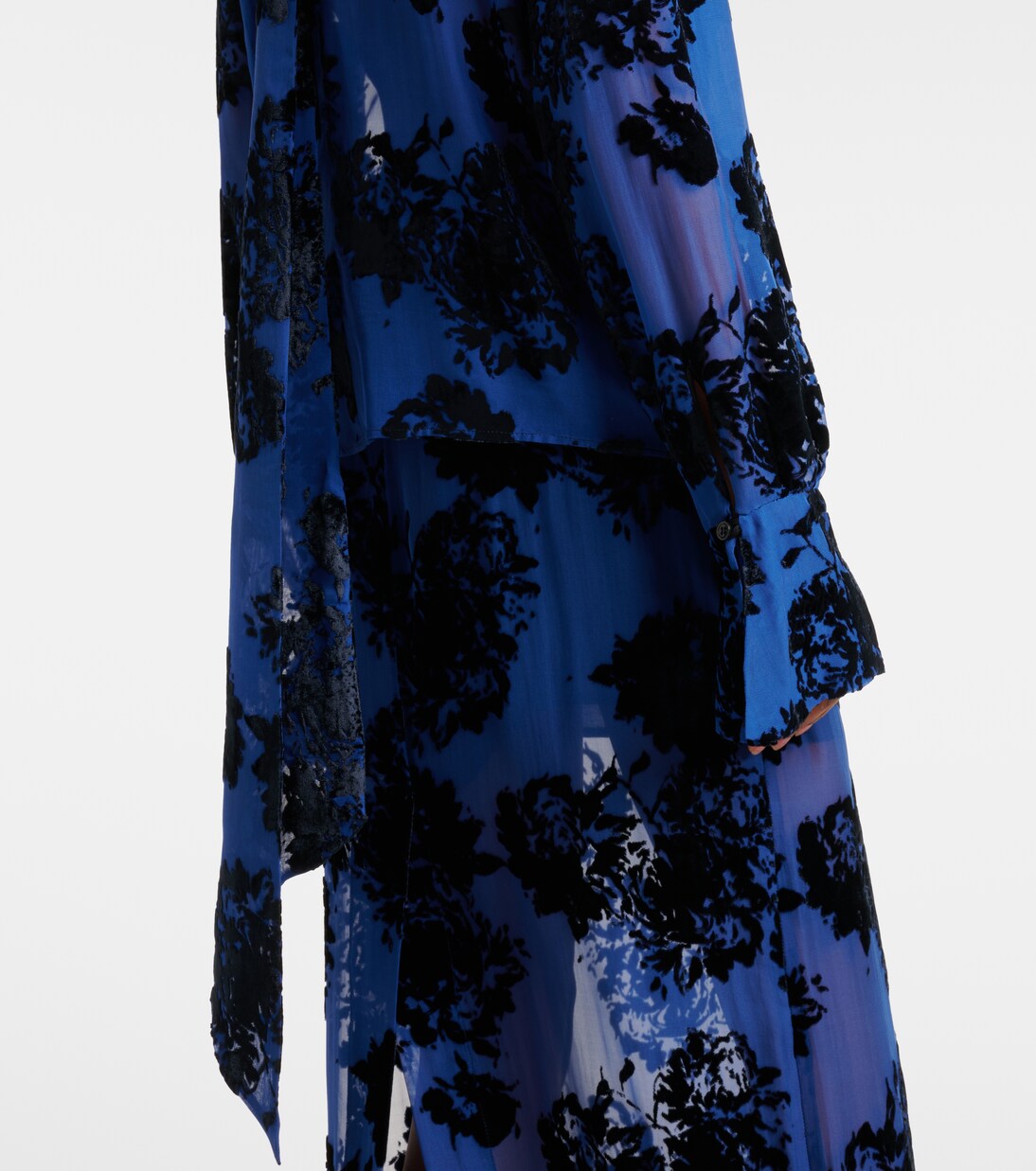 Devoré velvet blouse in blue - Nina Ricci | Mytheresa