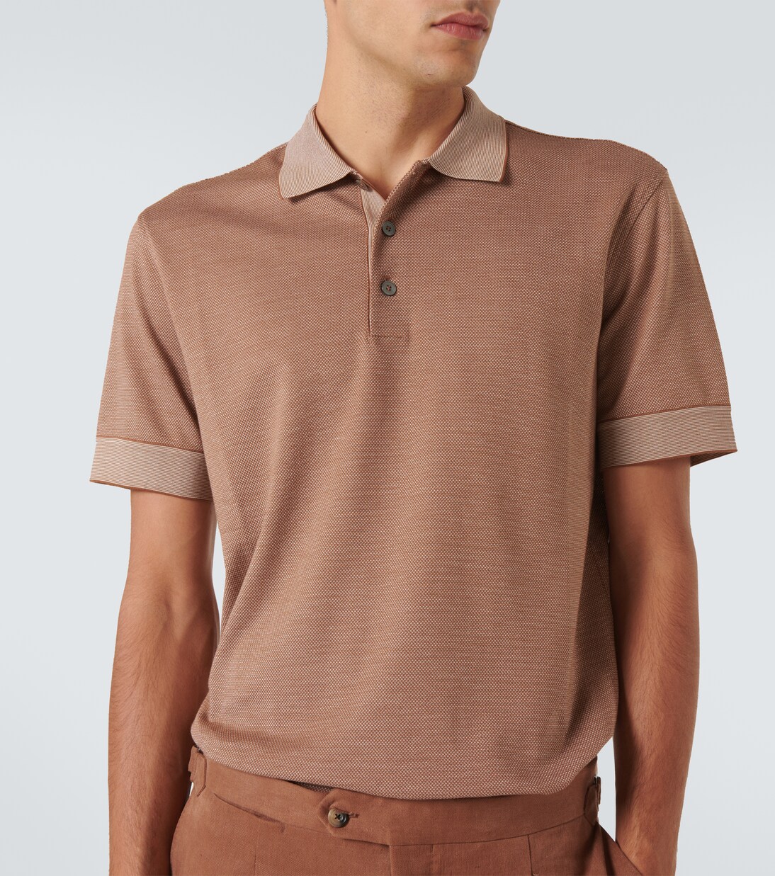 Cotton and silk polo shirt in brown - Zegna | Mytheresa