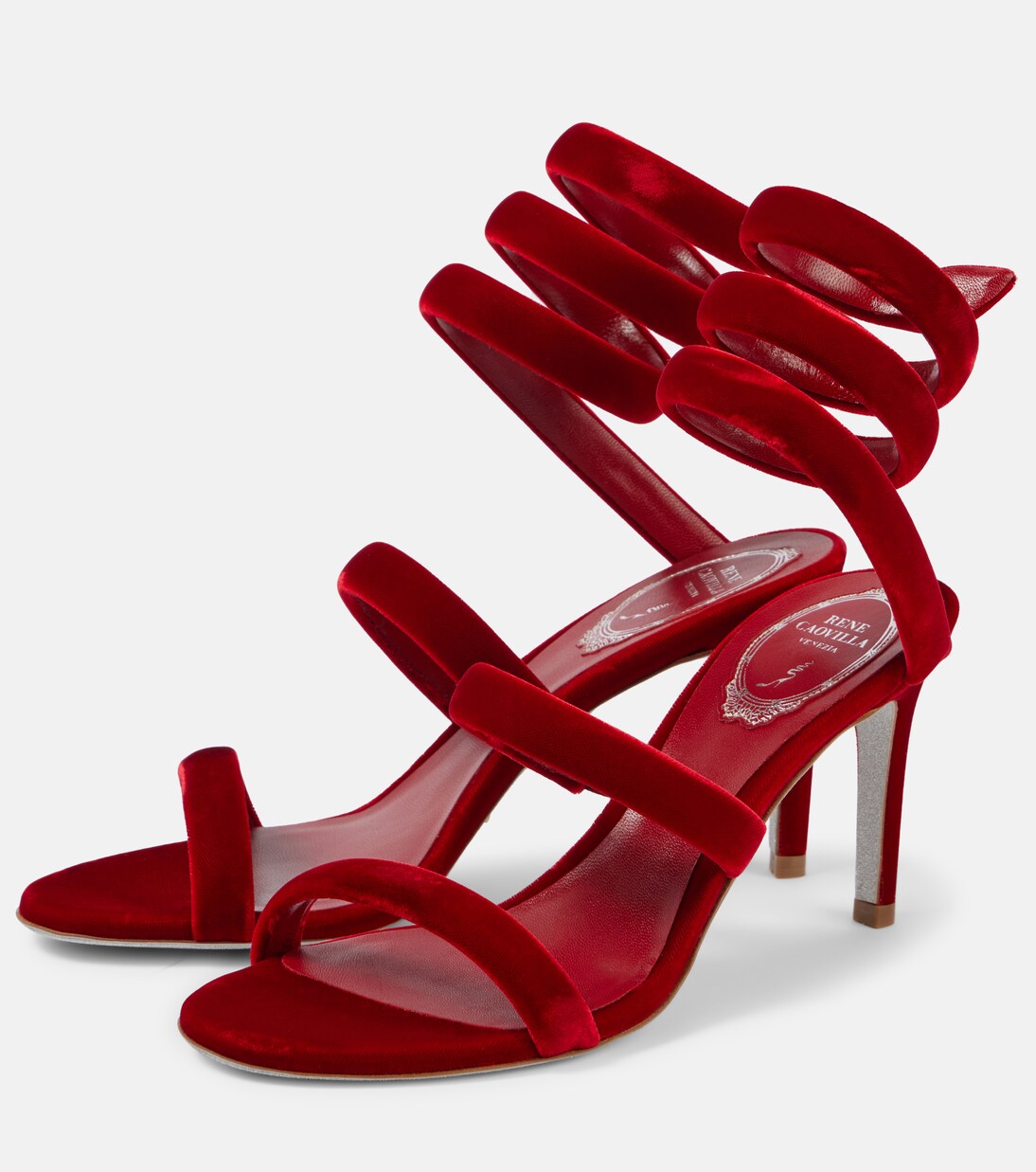 Cleo 80 velvet sandals in red - Rene Caovilla | Mytheresa