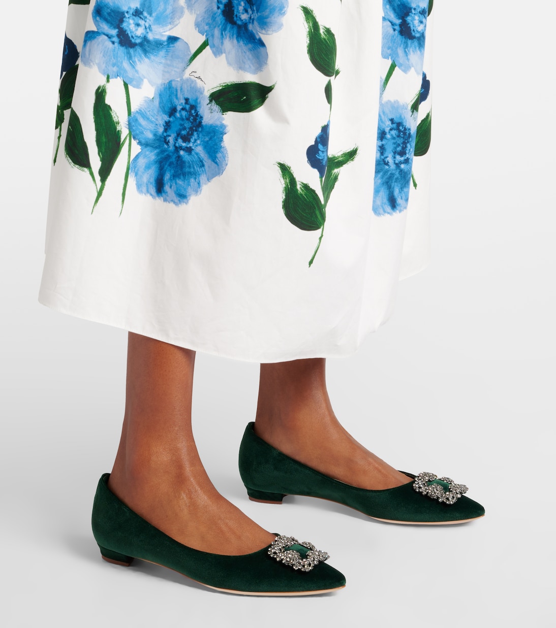 Hangisi embellished velvet ballet flats in red - Manolo Blahnik | Mytheresa