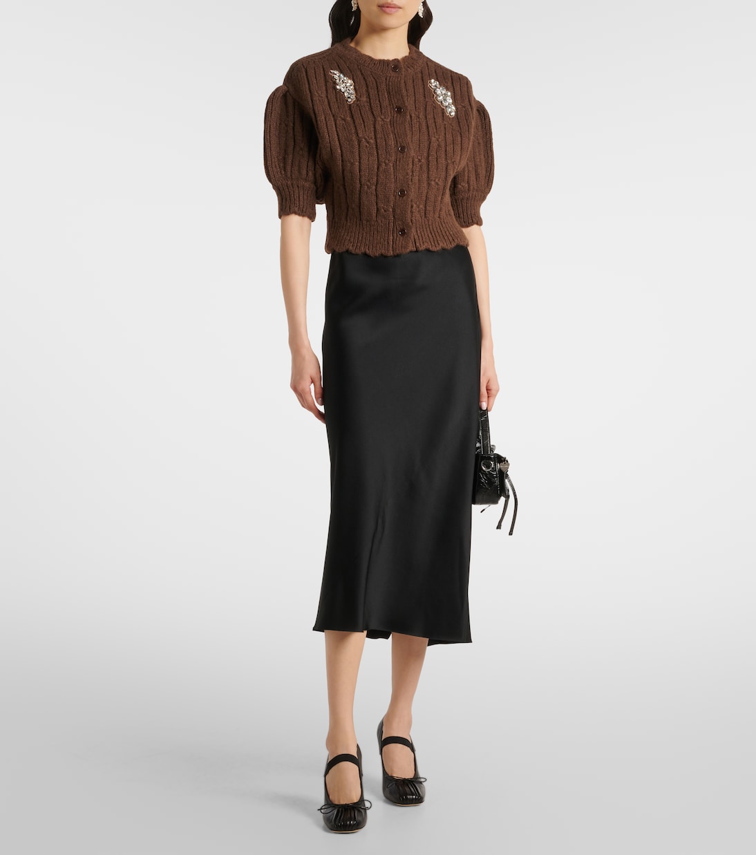 Embellished wool-blend cardigan in brown - Simone Rocha | Mytheresa