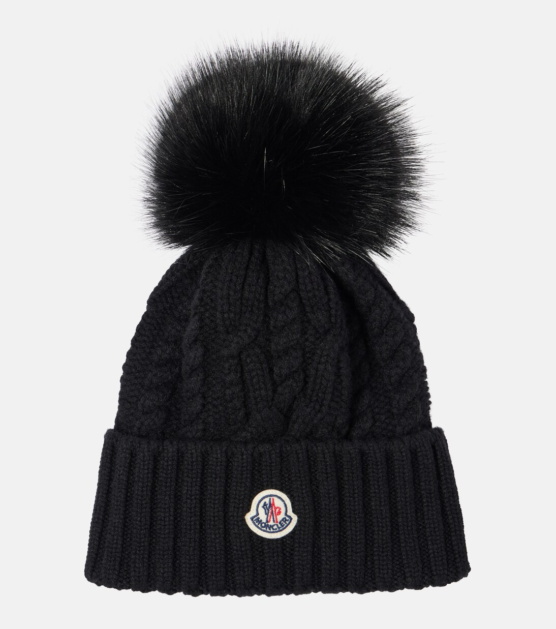 Gorro de lana y cachemir con logo en negro - Moncler | Mytheresa