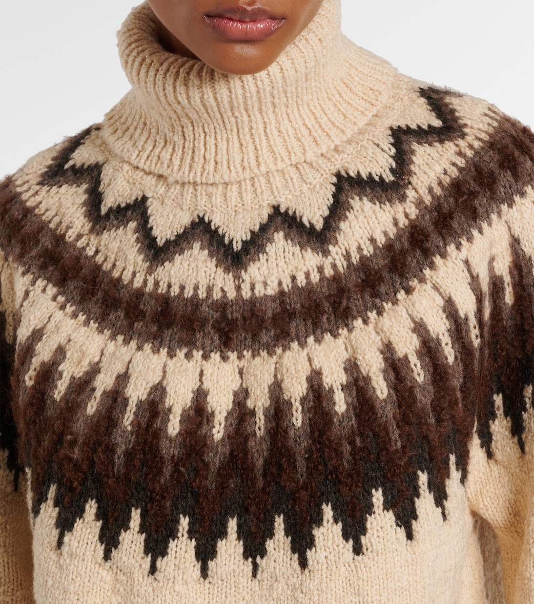 Intarsia wool-blend turtleneck sweater in beige - Polo Ralph Lauren ...