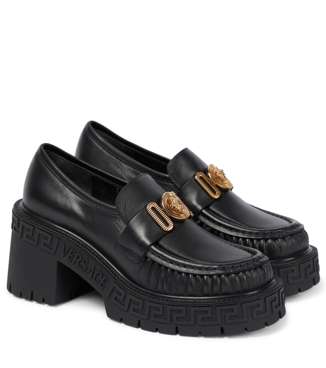 Medusa Biggie leather loafers in black - Versace | Mytheresa