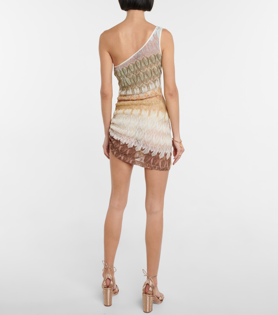 Zig-zag knit one-shoulder minidress in multicoloured - Missoni Mare ...
