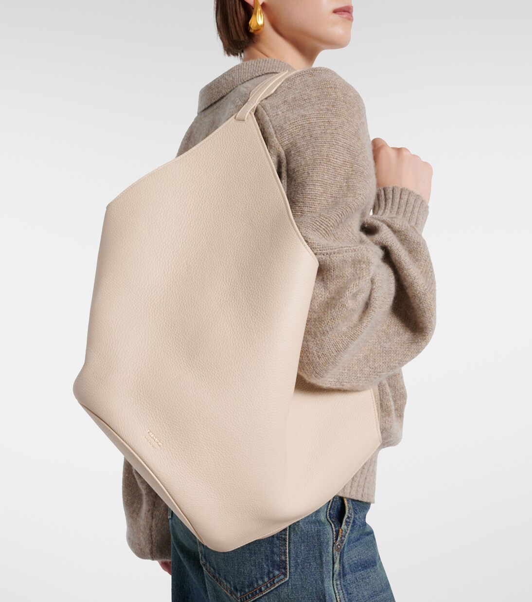 Lotus Medium leather tote bag in white - Khaite | Mytheresa