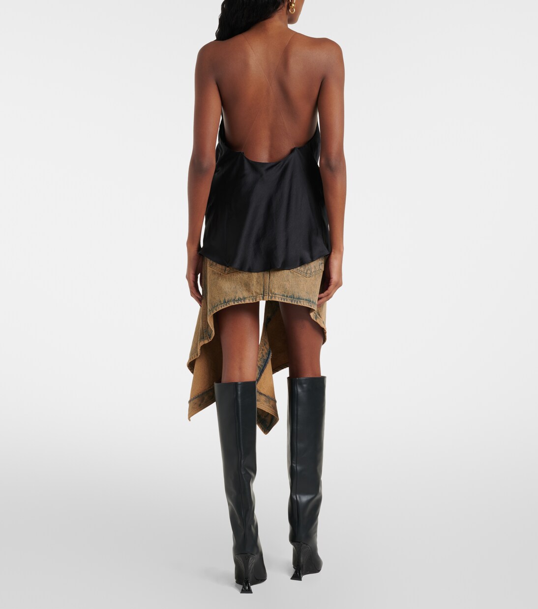 Evergreen Invisible Strap satin camisole in black - Y Project | Mytheresa