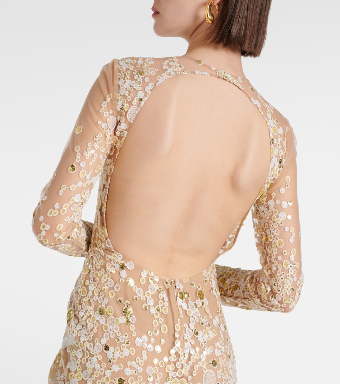 Atom sequined embroidered tulle gown in beige - Elie Saab | Mytheresa