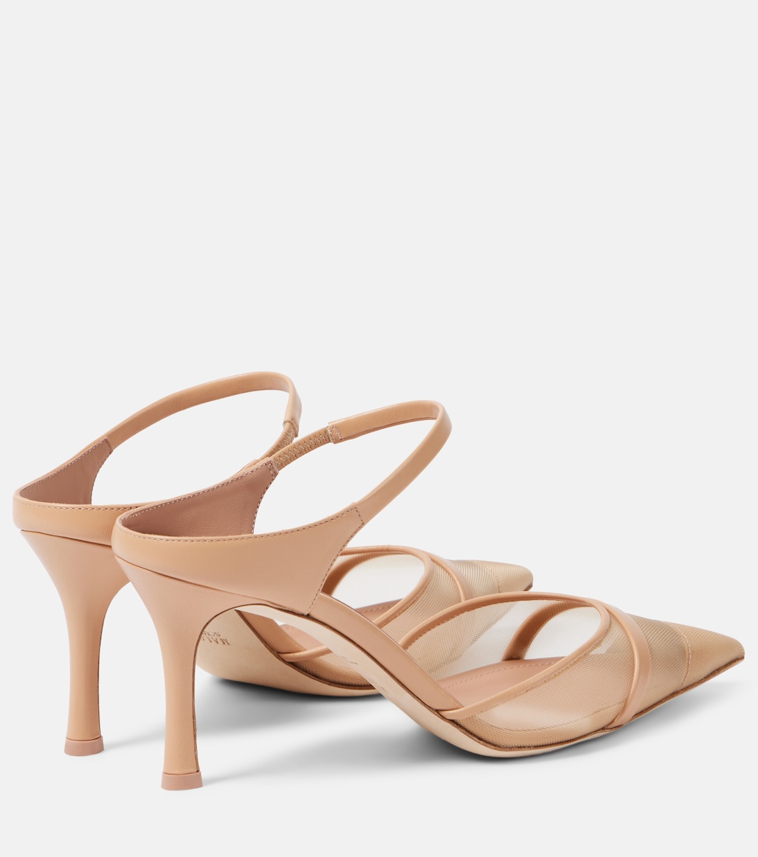 Uma 80 leather-trimmed mesh mules in neutrals - Malone Souliers | Mytheresa