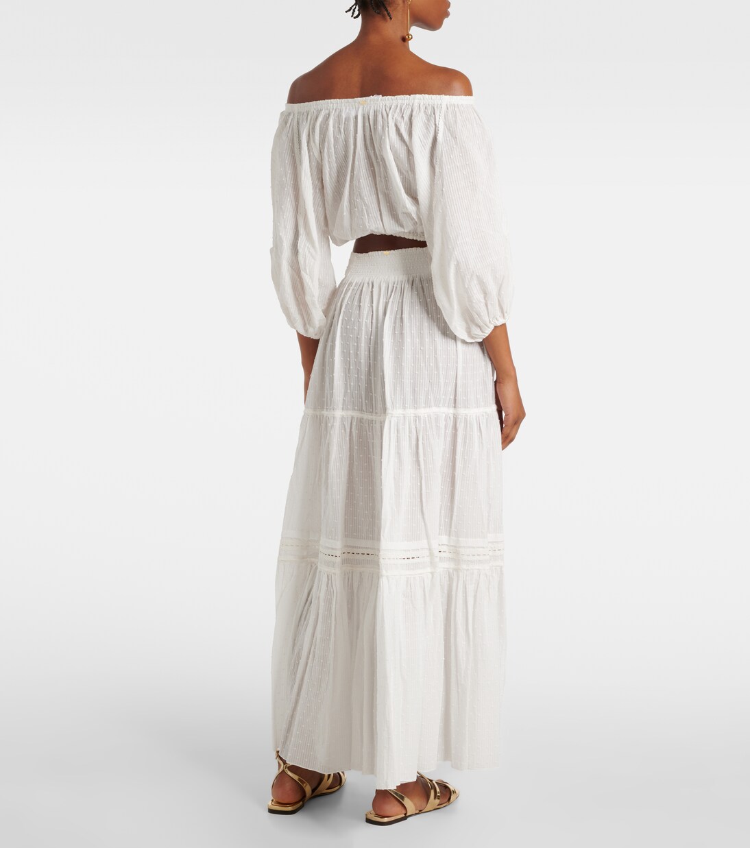 Bova off-shoulder cotton crop top in white - Poupette St Barth | Mytheresa