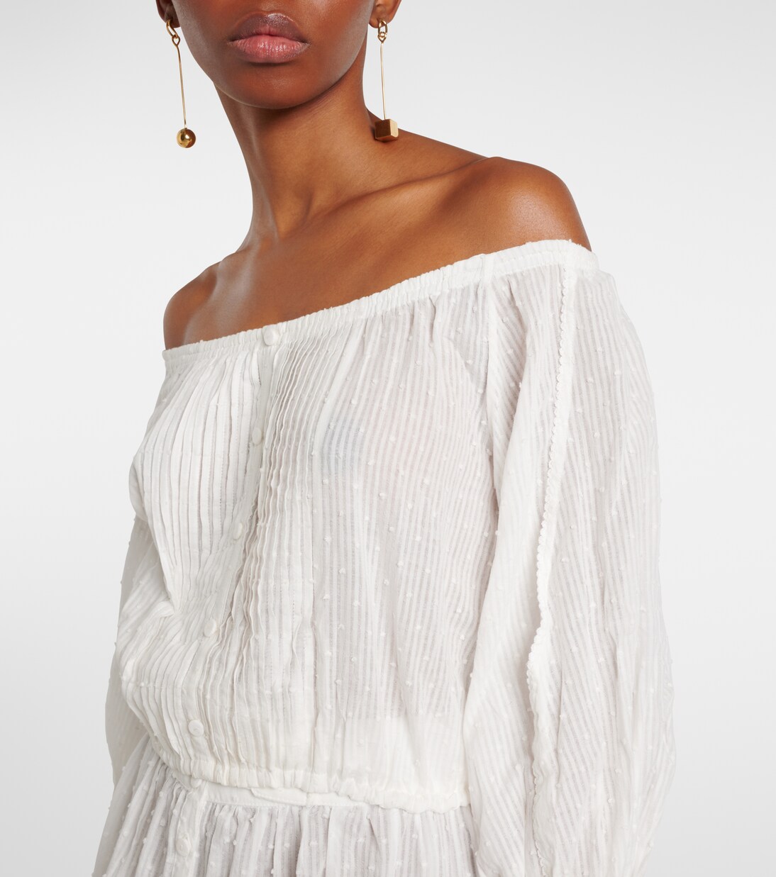 Bova off-shoulder cotton crop top in white - Poupette St Barth | Mytheresa