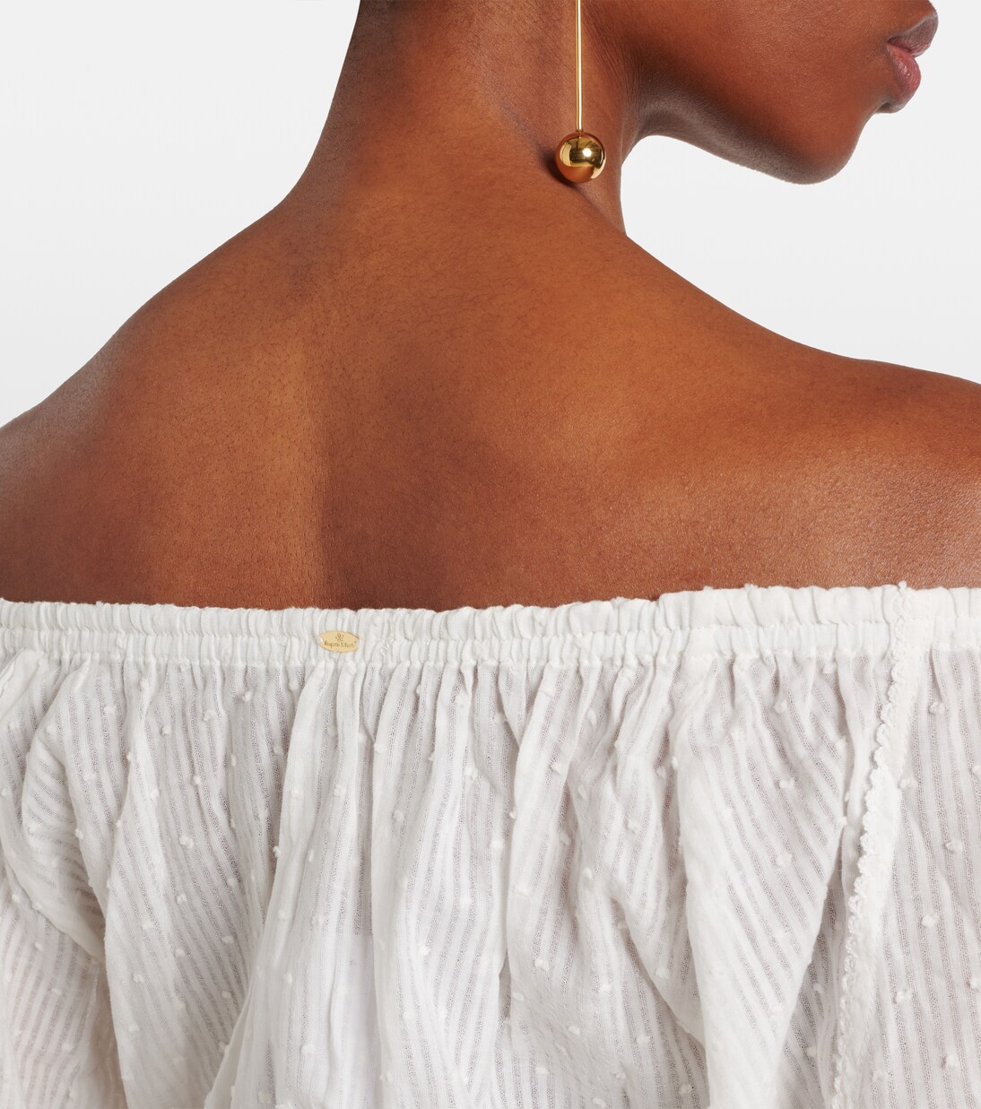 Bova off-shoulder cotton crop top in white - Poupette St Barth | Mytheresa