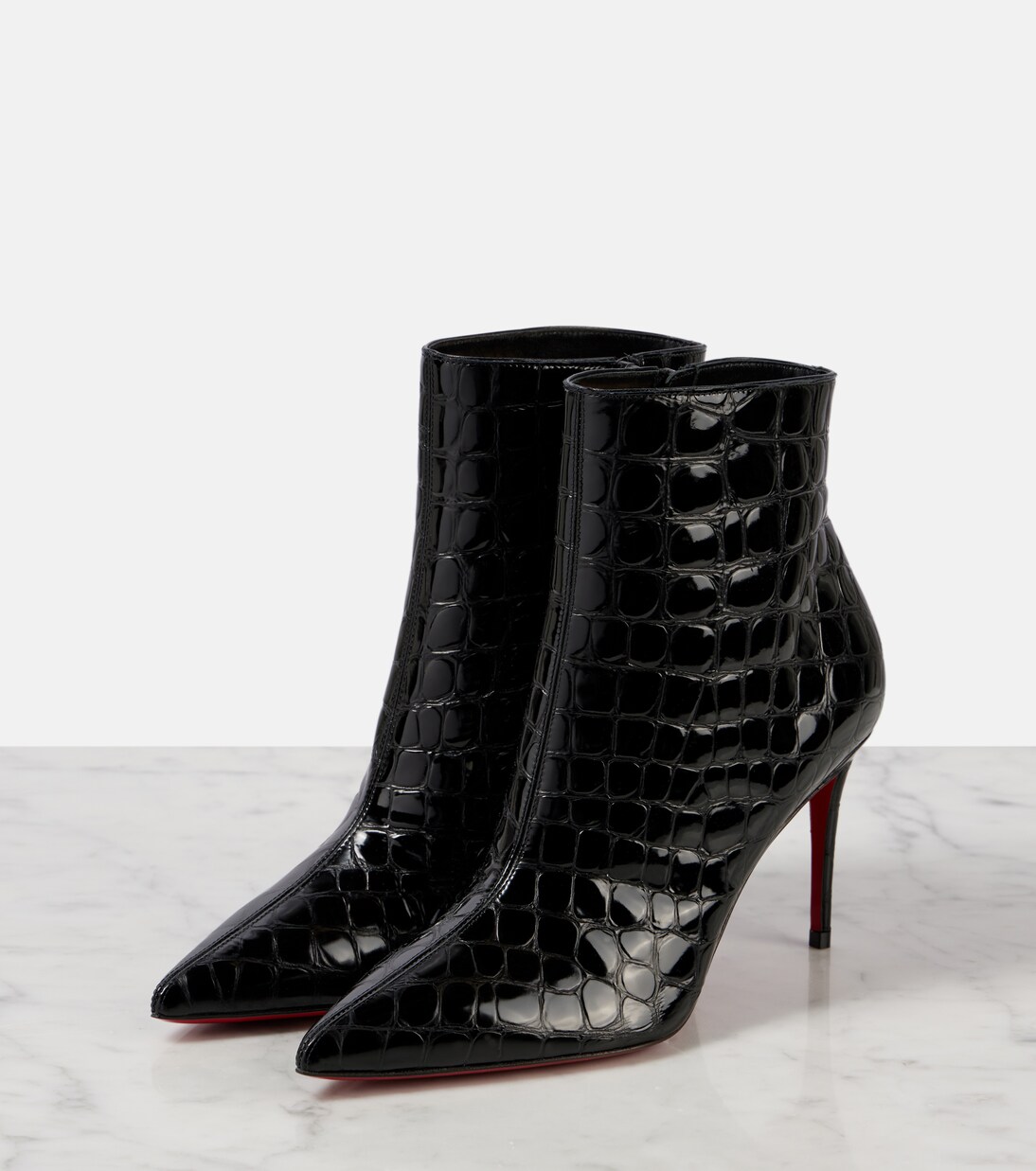 So Kate 85 croc-effect ankle boots in black - Christian Louboutin ...
