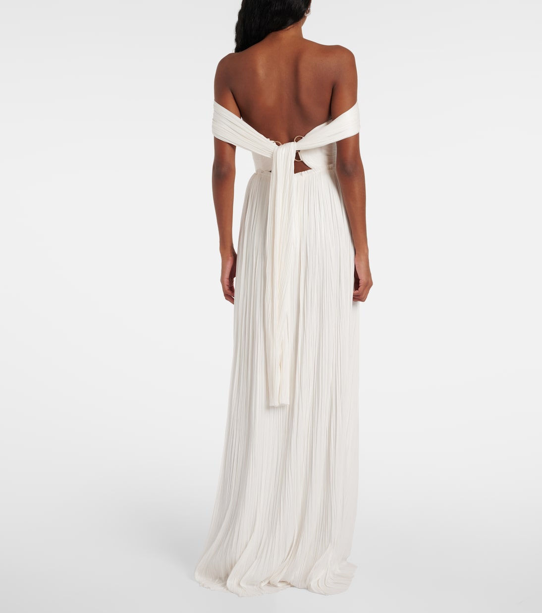 Sharon off-shoulder silk gown in white - Maria Lucia Hohan | Mytheresa