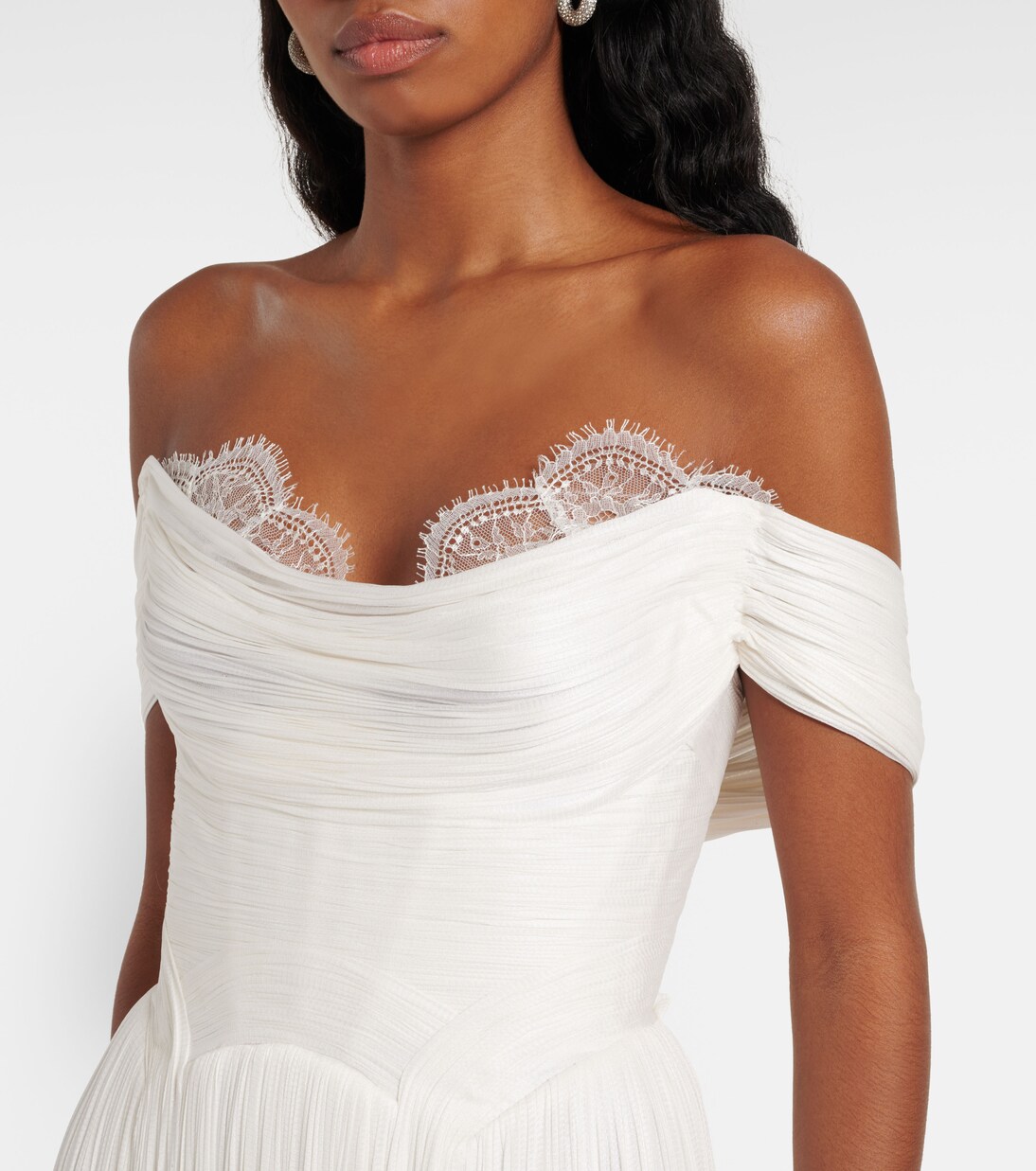 Sharon off-shoulder silk gown in white - Maria Lucia Hohan | Mytheresa