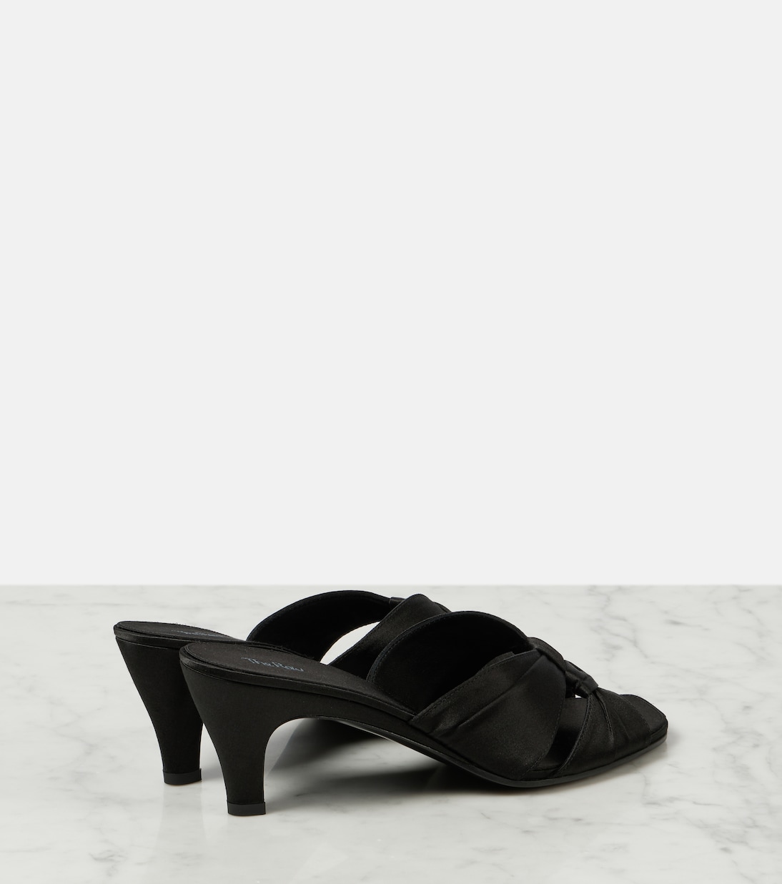 Soft Knot 65 satin mules in black - The Row | Mytheresa