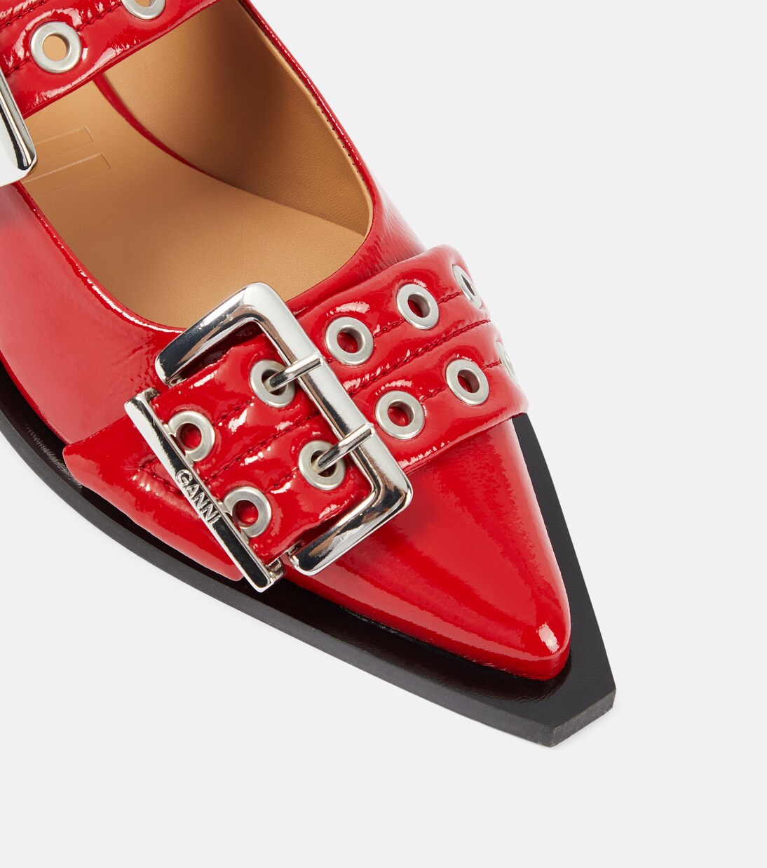 Faux leather slingback flats in red - Ganni | Mytheresa