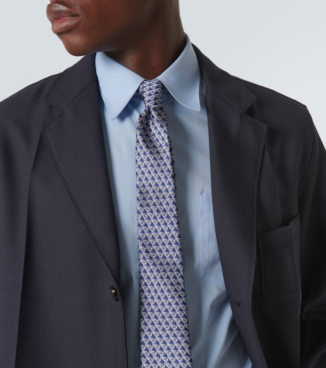 Geometric G silk jacquard tie in blue - Gucci | Mytheresa