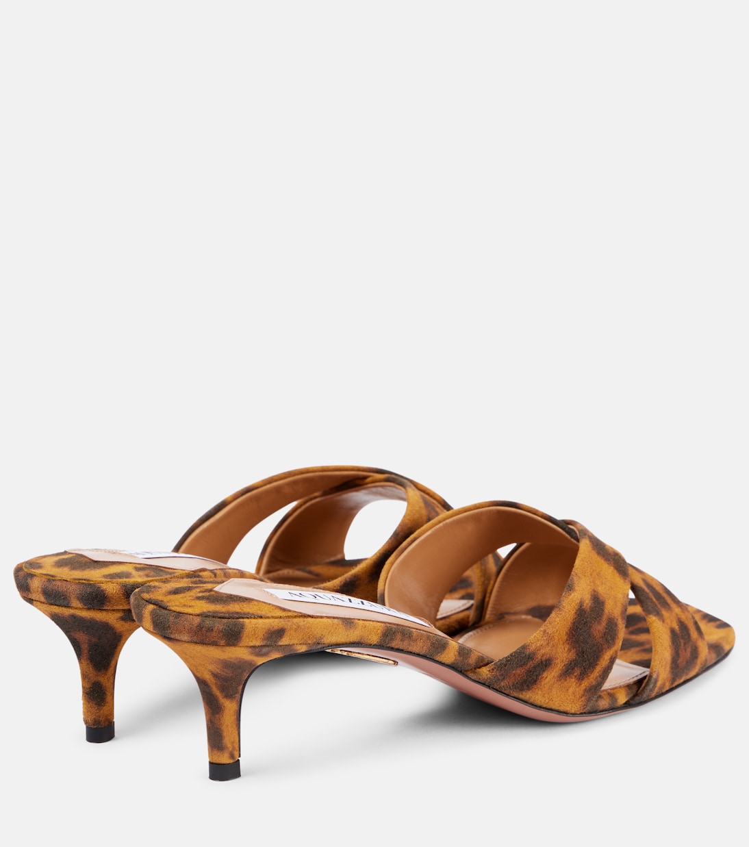 Divine 50 leopard-print suede mules in orange - Aquazzura | Mytheresa