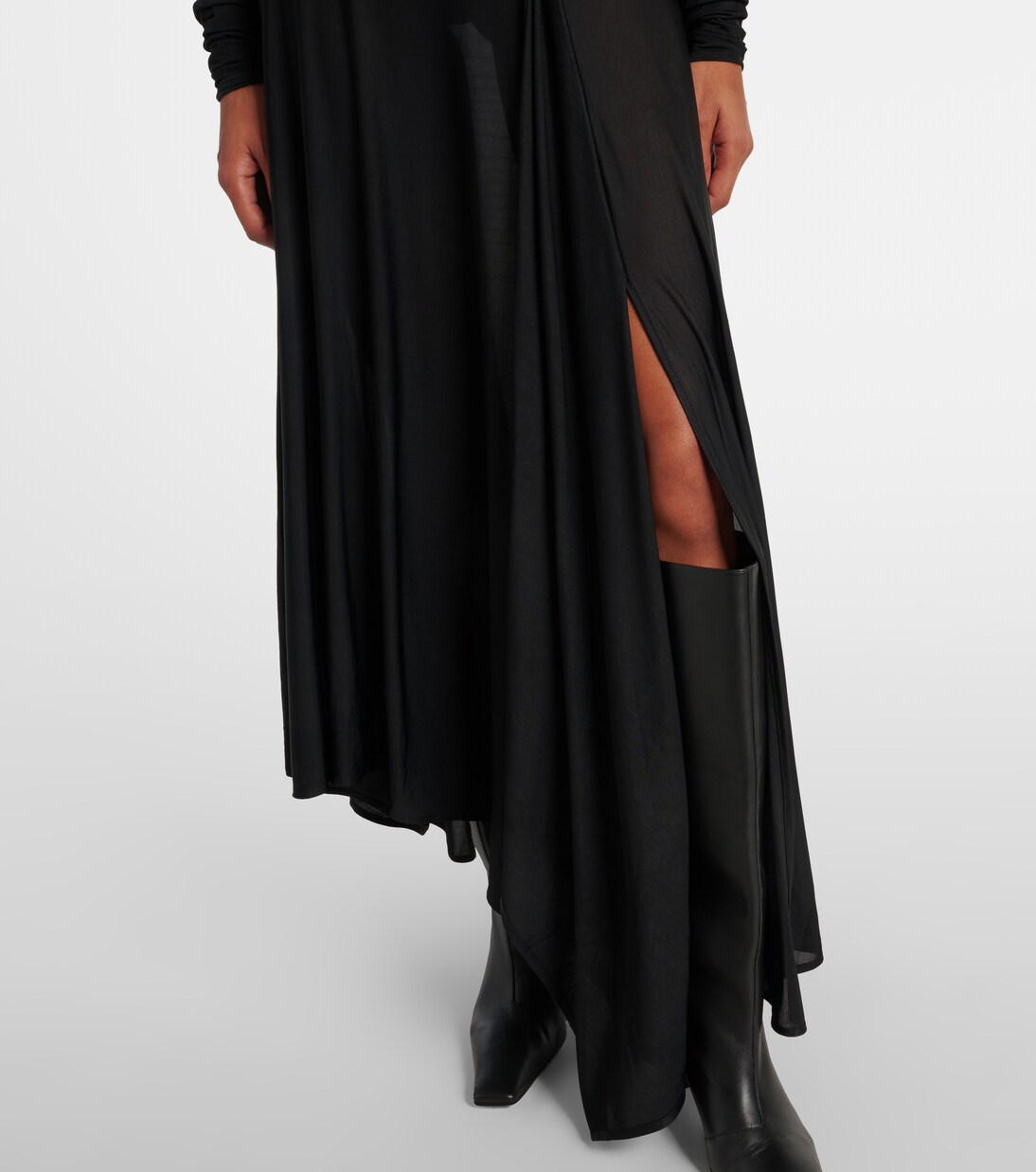 Gathered asymmetric maxi dress in black - Acne Studios | Mytheresa