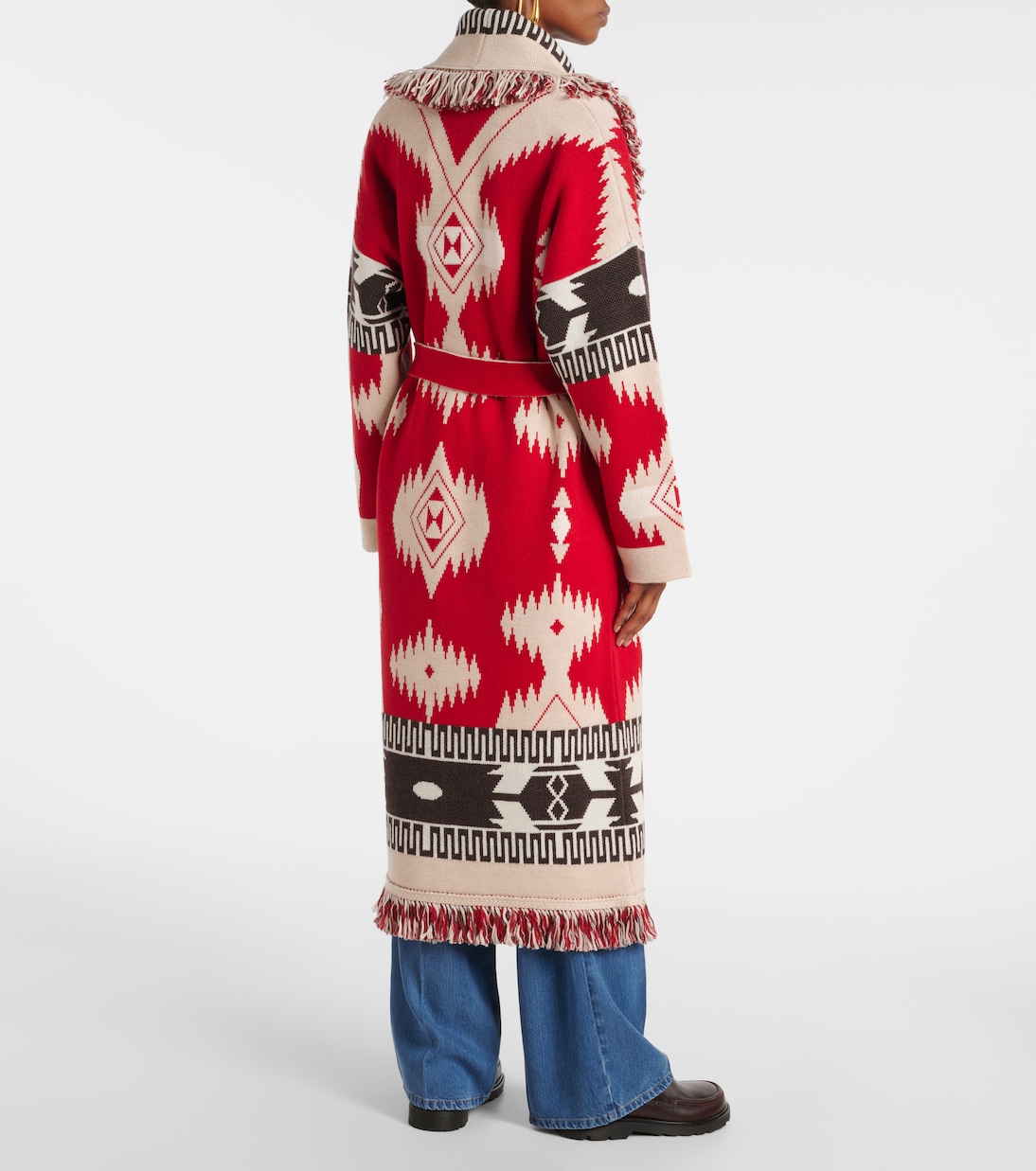 Icon wool jacquard coat in red - Alanui | Mytheresa