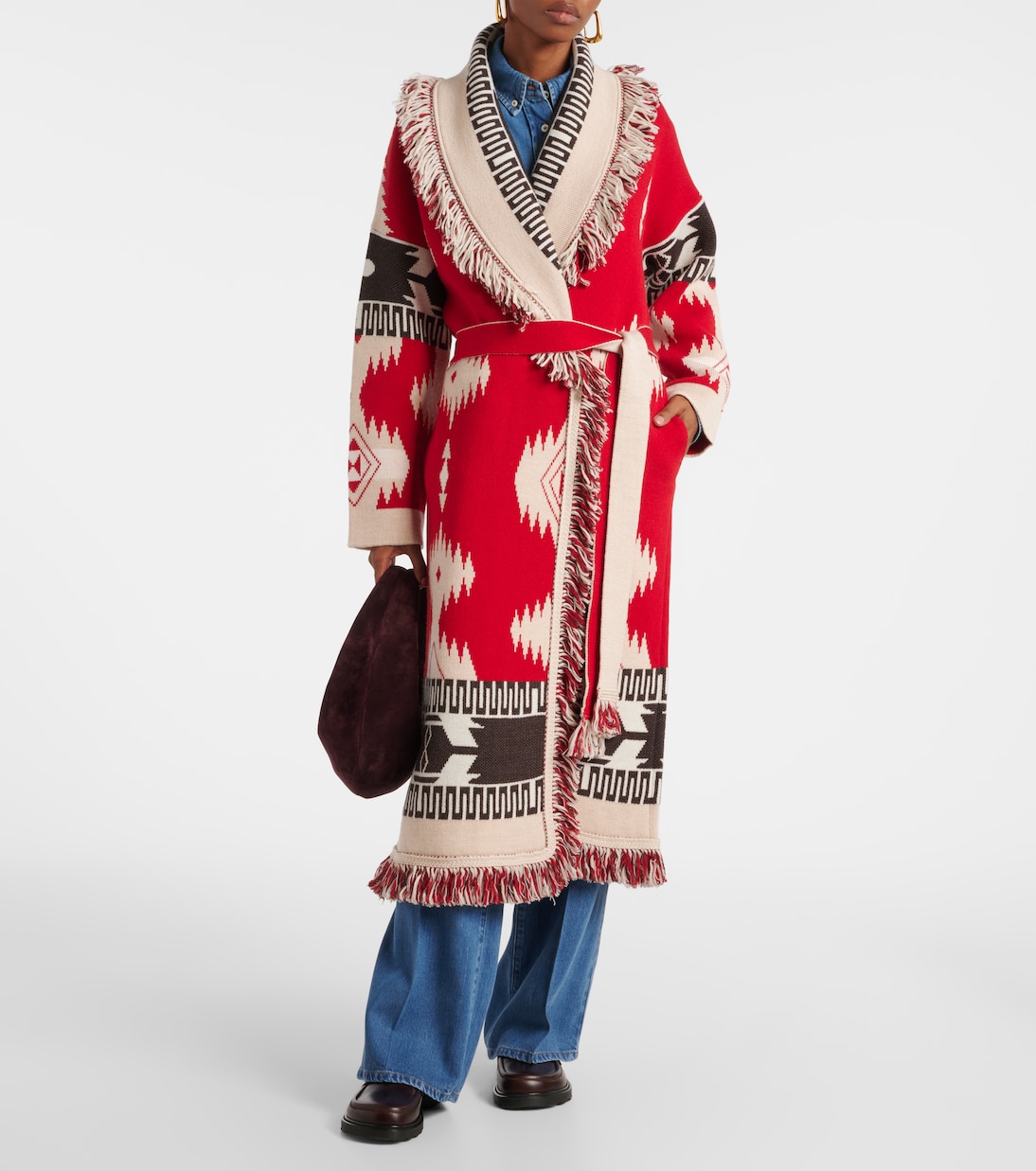 Icon wool jacquard coat in red - Alanui | Mytheresa