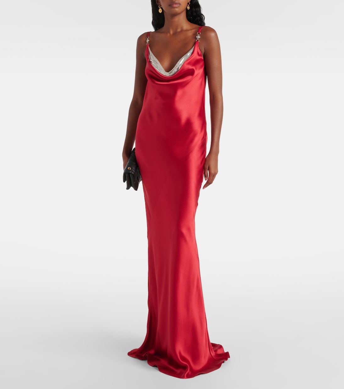 Silk satin gown in red - Versace | Mytheresa